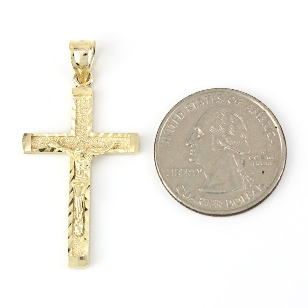 14k Yellow Gold Religious Jesus Christ Crucifix Cross… - Gem